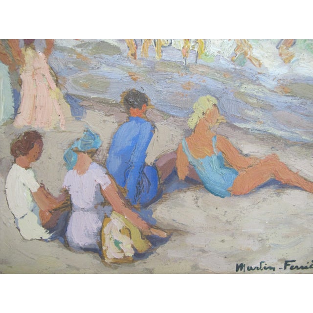 Jacques Jac Martin - Ferriers French Gilt Frame Crowded Beach Scene Oil ...