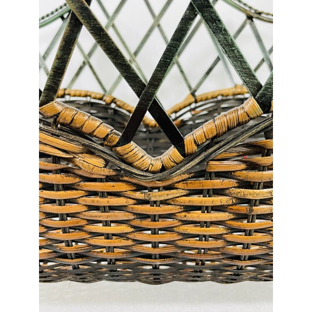 Vintage Metal and Reed Magazine Rack | Chairish