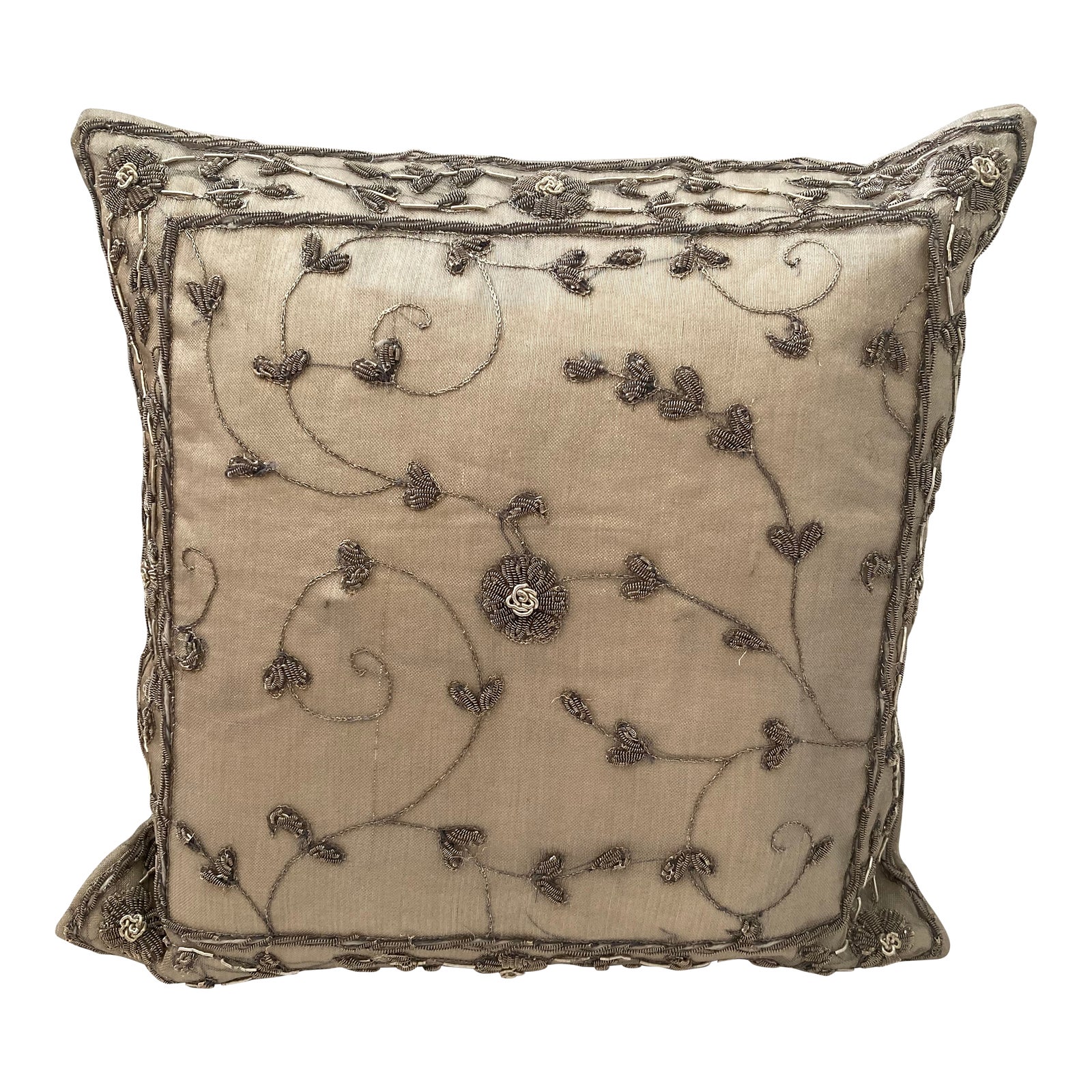 Metallic Embroidery Silk Organza Pillow Cover | Chairish