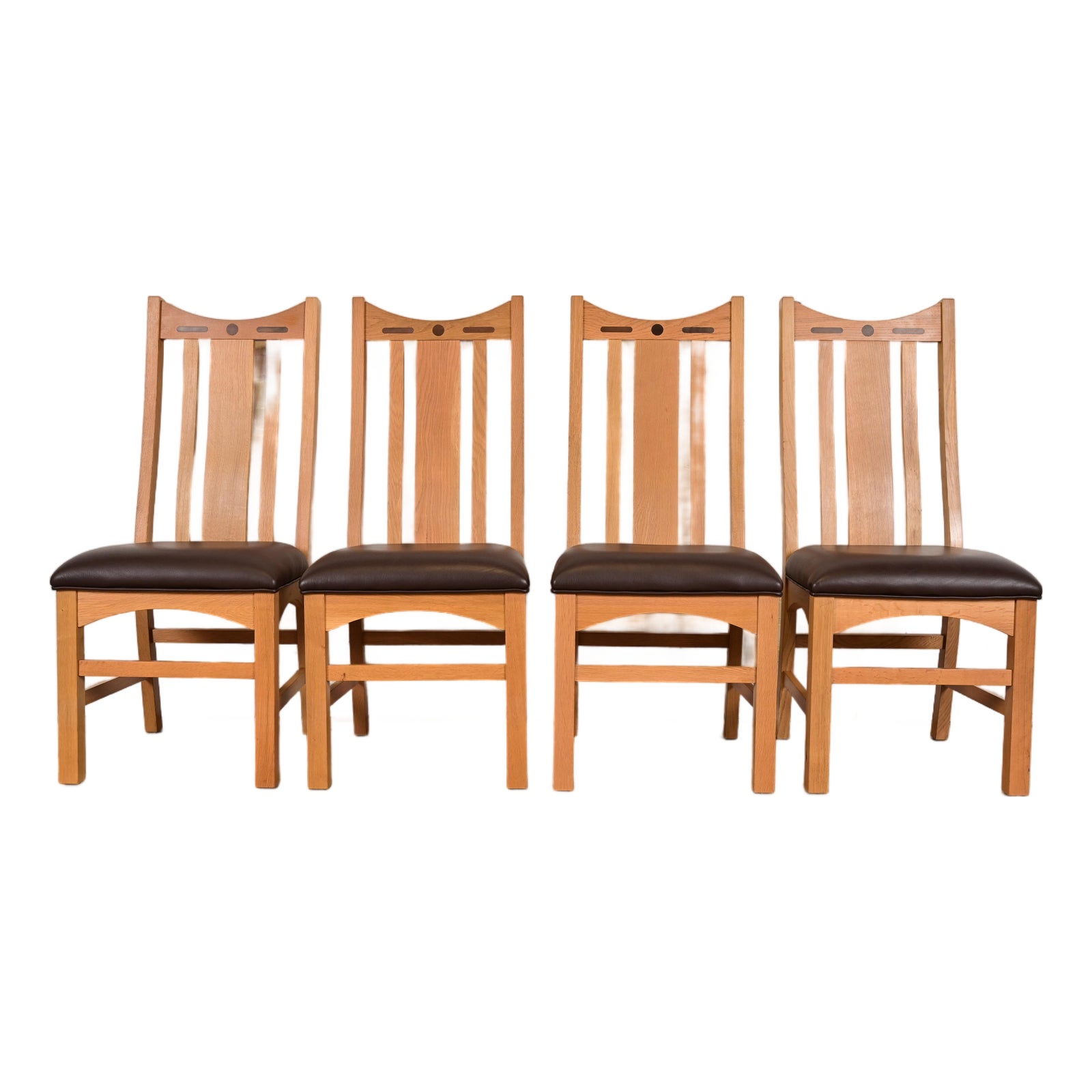 Stickley Style Mission Oak Arts & Crafts High Back Dining Chairs, Set ...