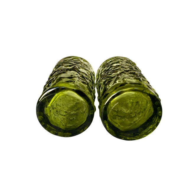 1970s Anchor Hocking Lido Crinkle Glass Tumblers In Avocado Set Of 8