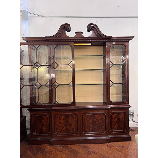 Baker Furniture George III Style Two Piece Breakfront Bookcase | Chairish