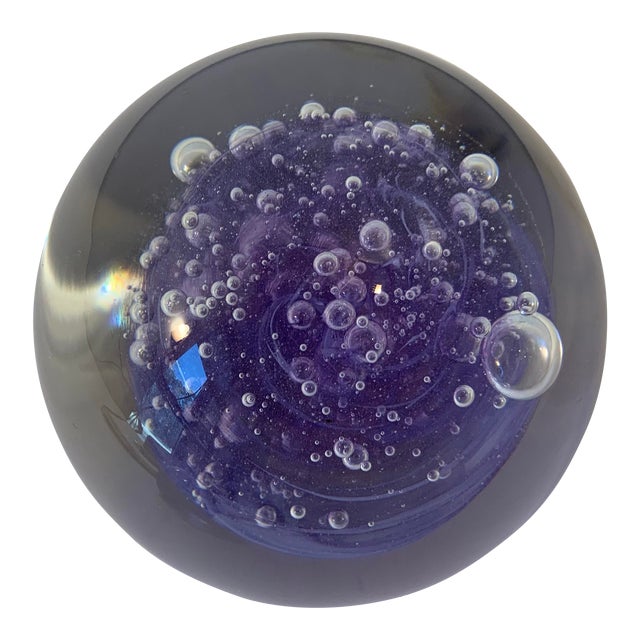 Vintage Purple Art Glass Paperweight | Chairish