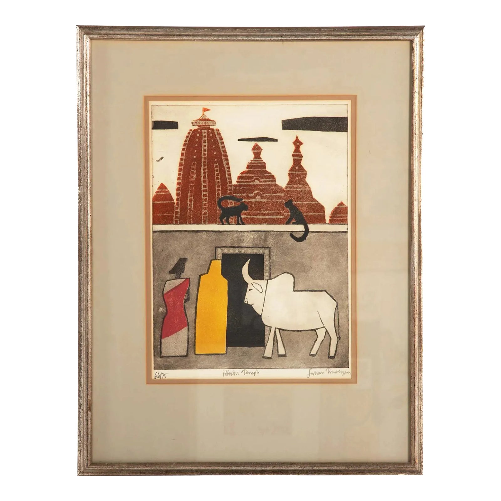Original Signed Julian Trevelyan "Hindu Temple" Rare Aquatint Etching ...