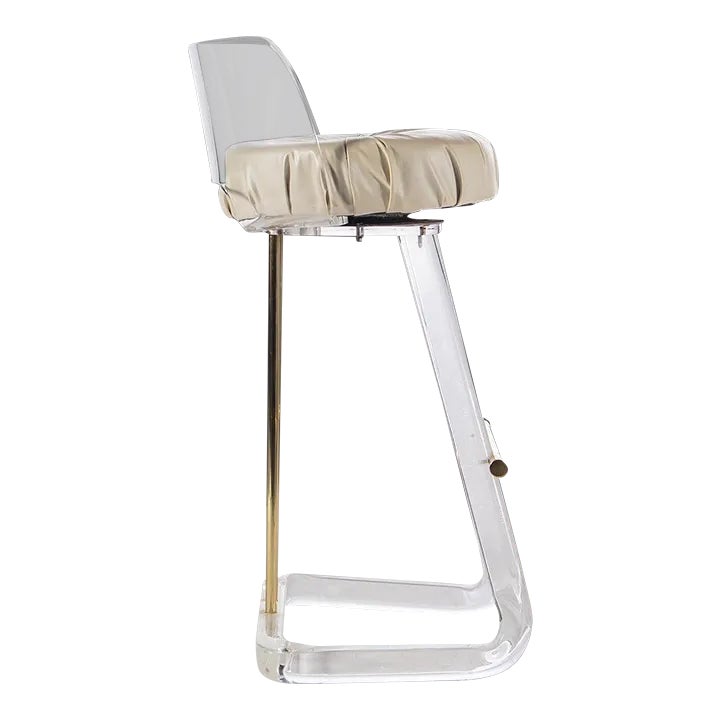 Hollywood Regency Bar Stool / Drafting Stool in Lucite and Brass ...