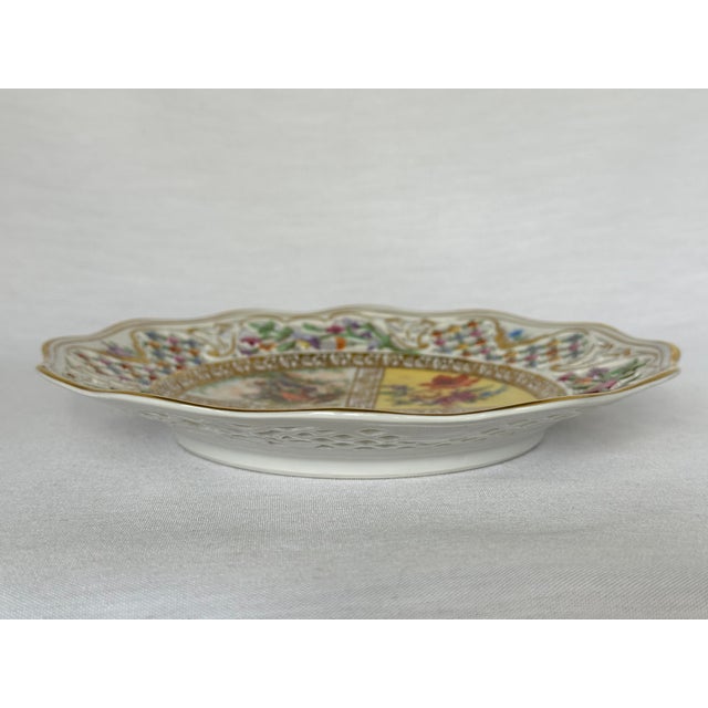 1940s Dresden Style Plate, Yellow Quatrefoil Reticulated German Plate ...