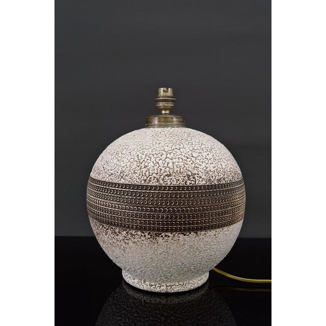 Round Ceramic Table Lamp in the style of Besnard, France, 1930s | Chairish