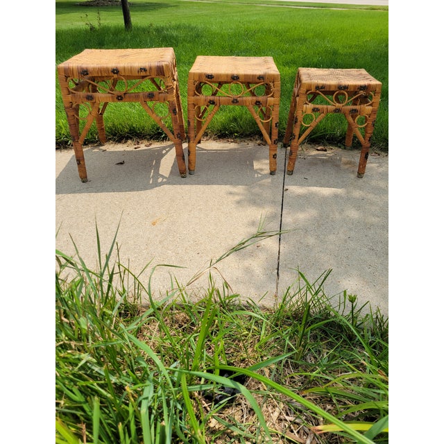 Mid 20th Century Vintage Wicker Nesting Tables - Set of 3 | Chairish