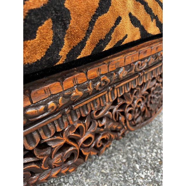 Refinished Late 19th Century Anglo-Indian Heavily Carved Tiger Velvet ...
