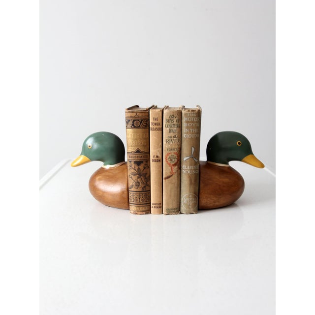 Mid Cdentury Painted Wood Duck Bookends | Chairish