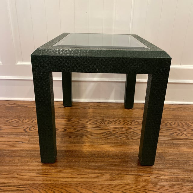 Mid 20th Century Lacquered Woven Grass Cloth Parsons Side Table ...