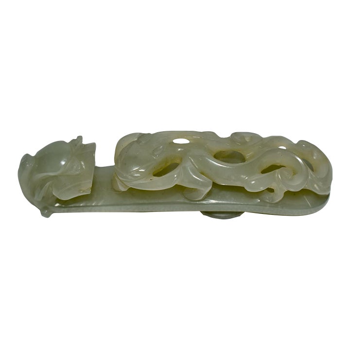 Antique Chinese Green Jade Dragon Belt Hook | Chairish