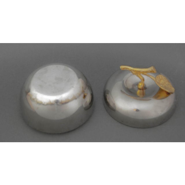 Hollywood Regency Metal and Gilt Apple Form Trinket Box | Chairish