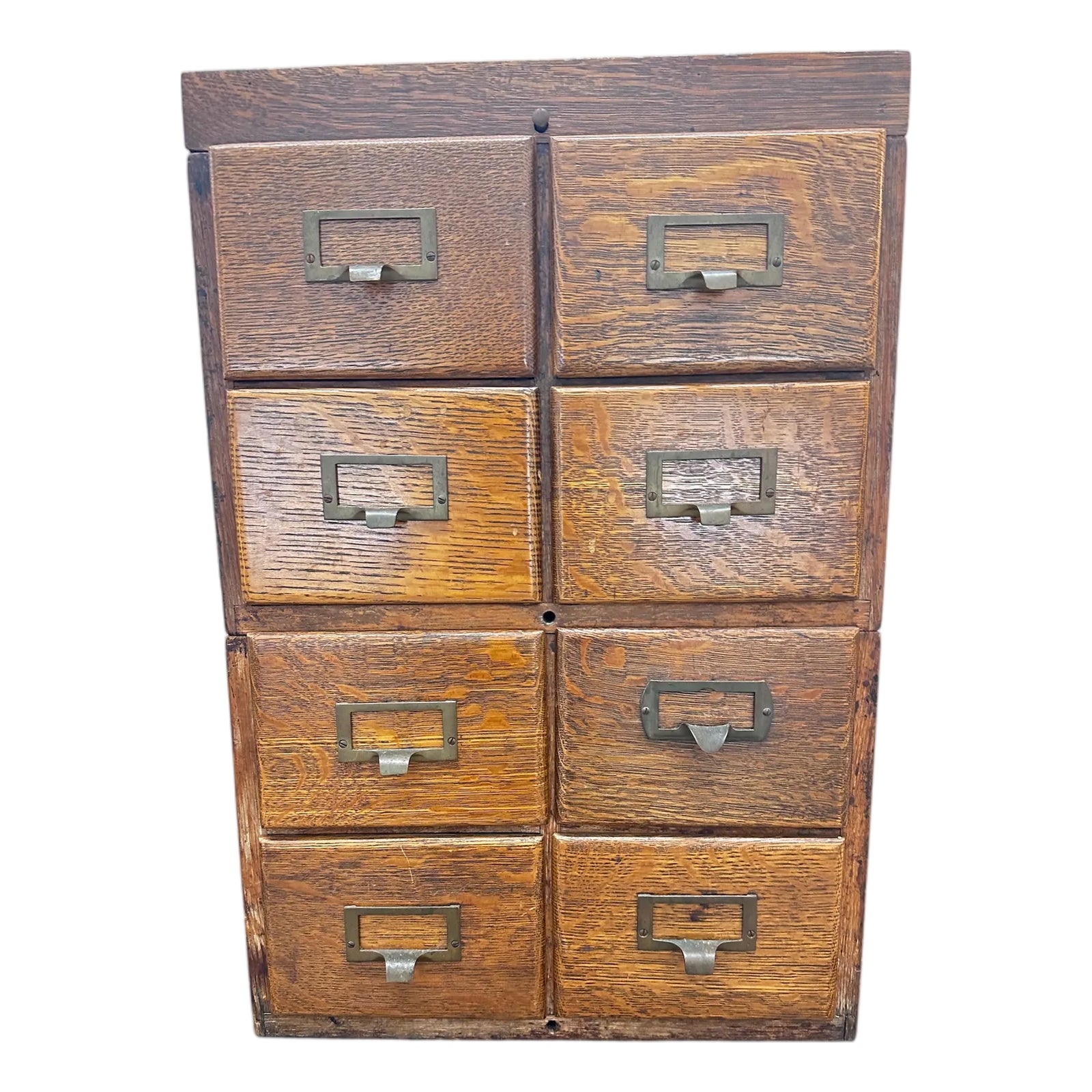 Early 20th Century Oak Wood Card Catalog Eight Drawer Chest of Solid ...