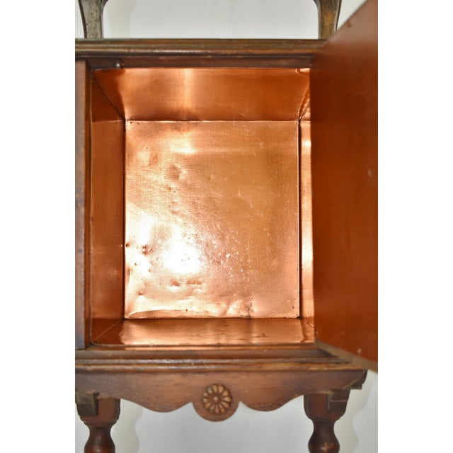 Antique Copper Lined Humidor Smoking Stand | Chairish
