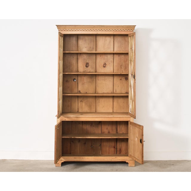 Country English Georgian Style Pine Glazed Bookcase or Cupboard | Chairish