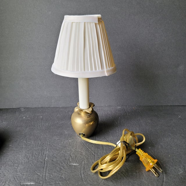 Vintage Small Brass Apple Lamp With Clip on Shade | Chairish
