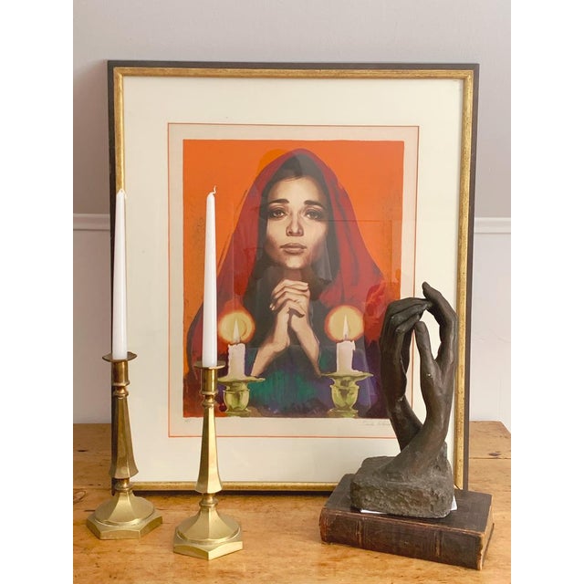 1970s "Shabbas Candles XIV A" Signed and Numbered AP Lithograph by Sandu Liberman, Framed | Chairish