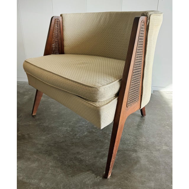 Mid-Century Modern Upholstered Cane Chairs, Harvey Probber Style- a ...