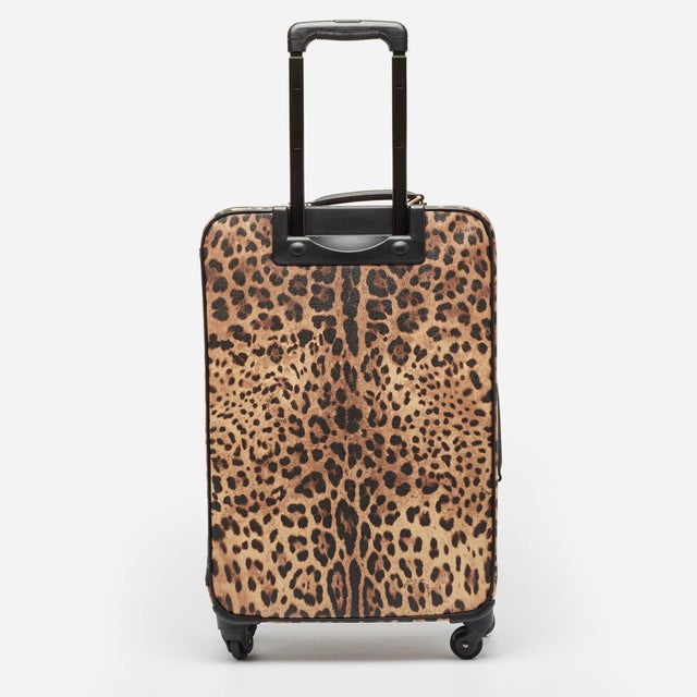 Dolce & Gabbana Brown Leopard Print Coated Canvas Large Trolley | Chairish