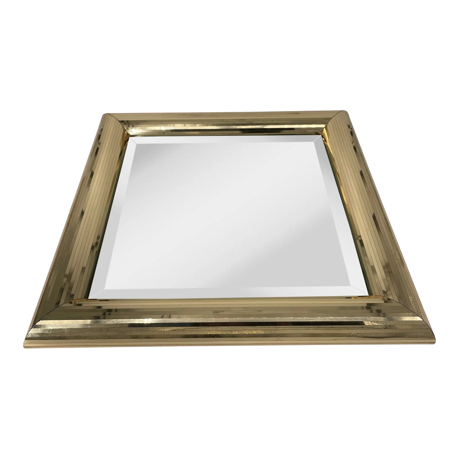 Square Frame Golden Mirror in the Style of Jon Gilmore | Chairish