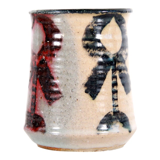 Mid Century Modernist Stick Figure Art Pottery Vase | Chairish