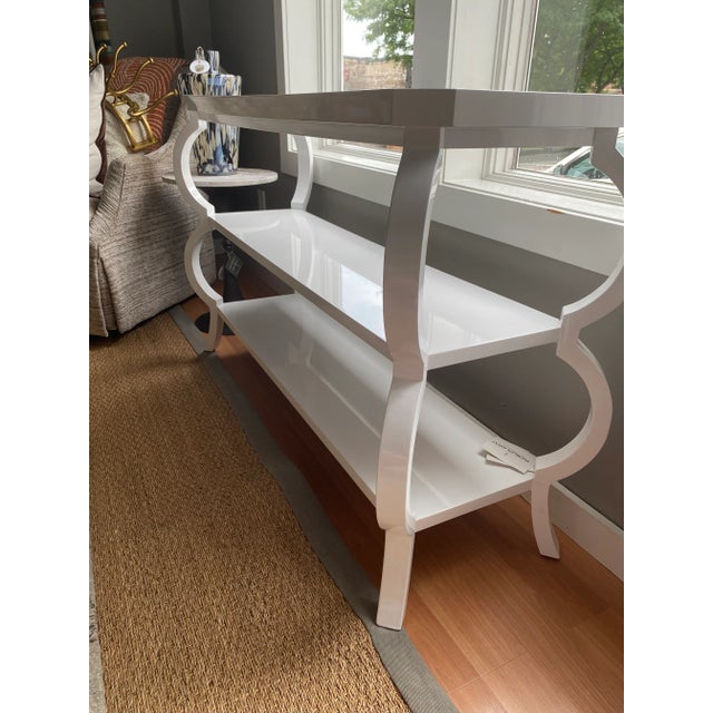 Kelly Three Tier Console in White Lacquer | Chairish