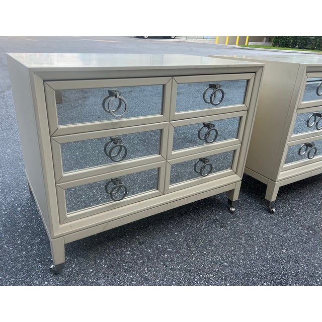 Mid 20th Century Pair Midcentury Modern Mirrored Chests | Chairish