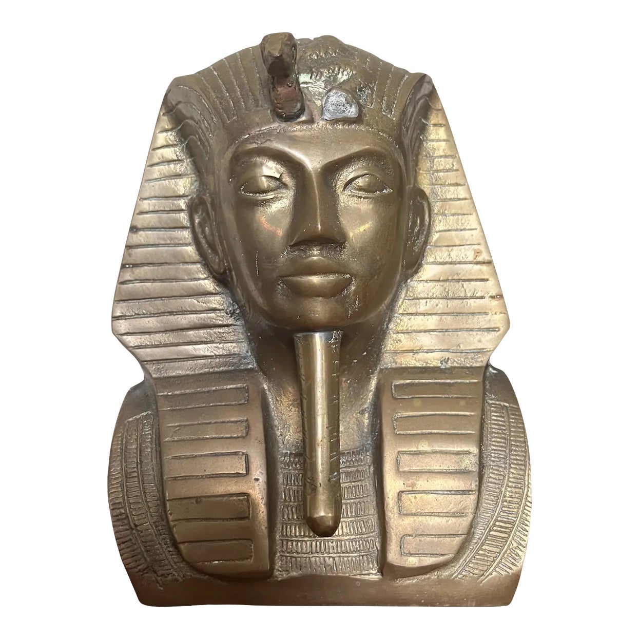 1970s Brass Egyptian Pharaoh Head / Bust | Chairish