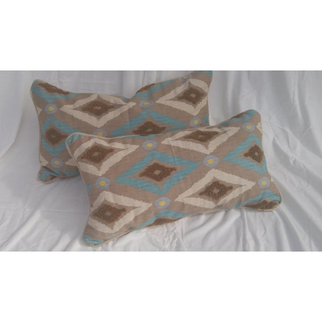 Contemporary Rectangle Pillows With Tribal Design - a Pair | Chairish