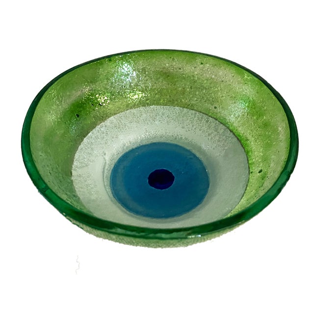 Middle Eastern Green Glass Bowls With Eye Set of Two | Chairish
