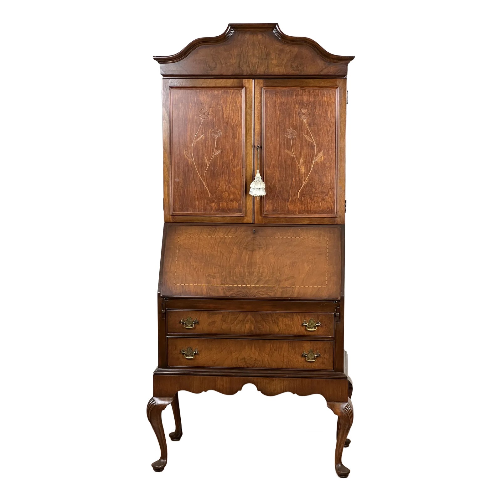 Vintage Mahogany Queen Anne Slant Front Secretary by Maddox C. 1950 ...