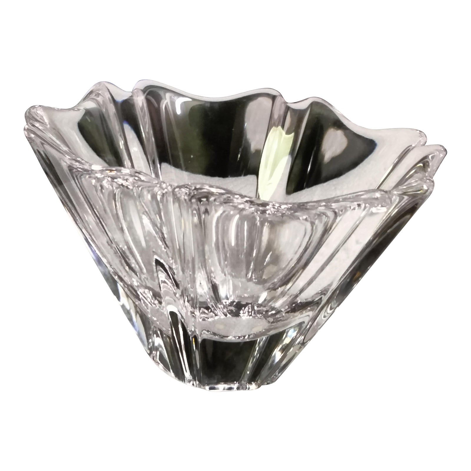 1980s Orrefors Crystal Orion Bowl Thick Lars Hellsten Sculptor Original ...