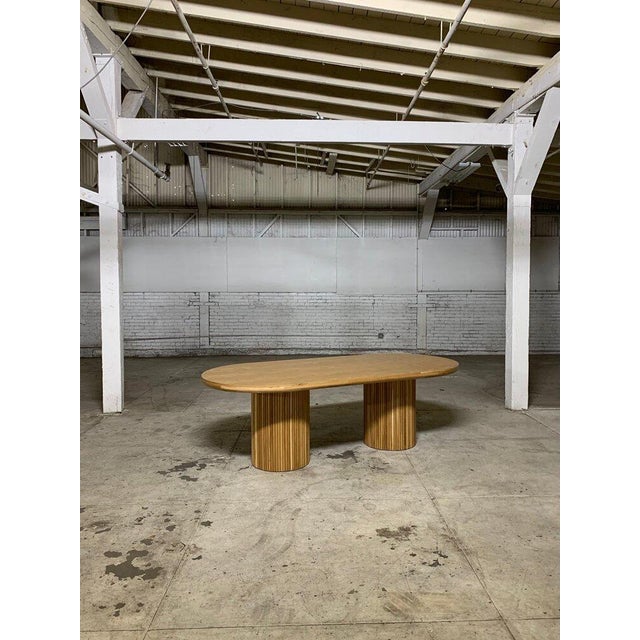 Double Reeded Pedestal Dining Table by Vintage on Point | Chairish