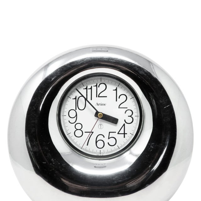 1970s Chrome Plastic Gommo Clock by Bruno Ponzio for Artime | Chairish