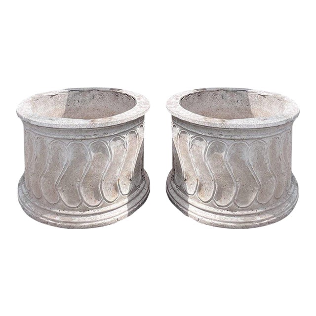 Vintage Round Roman Style Swirl Planters - Set of 2 | Chairish