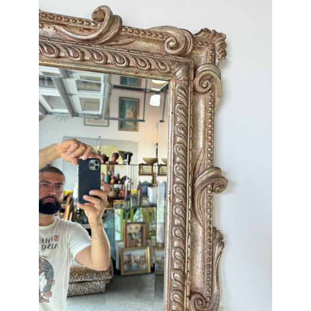 Italian Hollywood Regency - Style Carved Wood Wall Mirror | Chairish