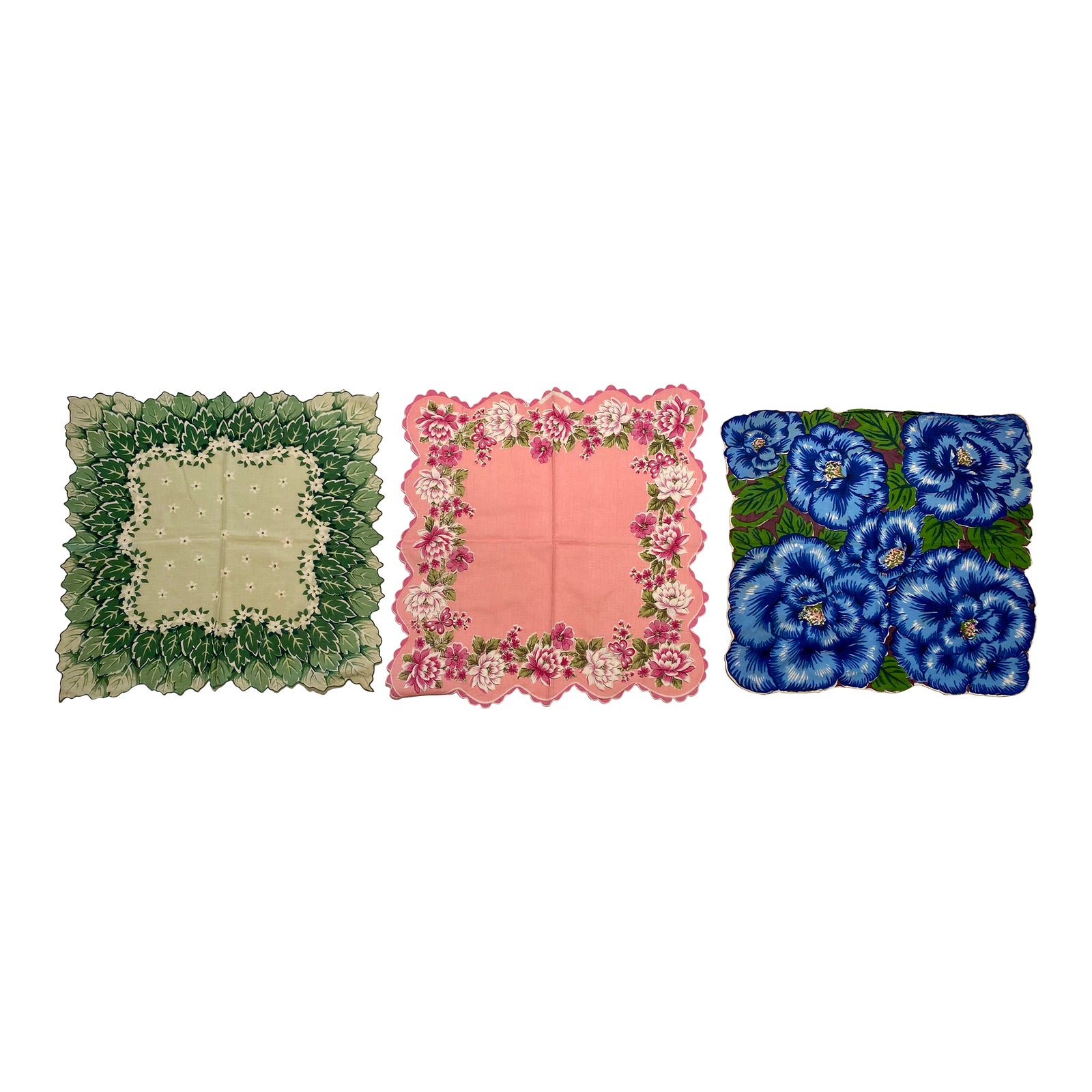 1930s Colorful Vintage Handkerchiefs- Set of 3 | Chairish