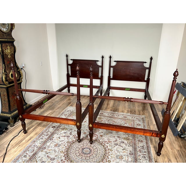 Vintage Pair Centennial Solid Mahogany Twin Four Poster Beds C. 1940 ...