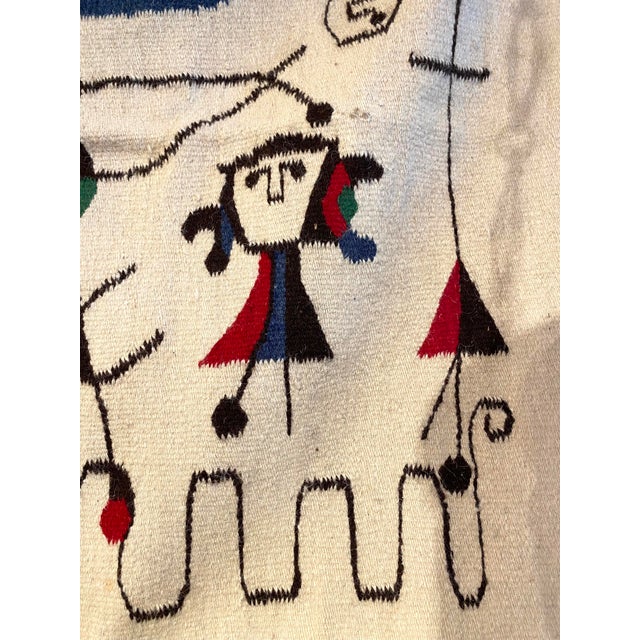 Vintage Joan Miro Style Handwoven Wool Tapestry | Chairish