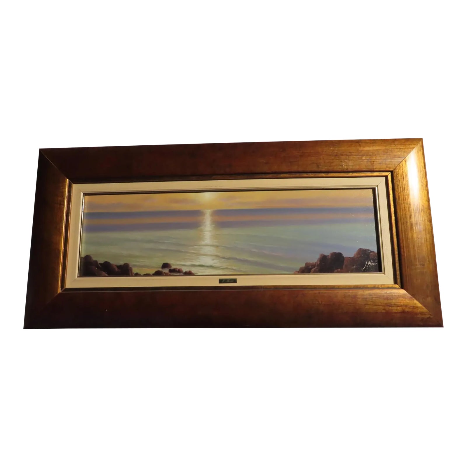1990s Sunset Acrylic Painting, Framed | Chairish