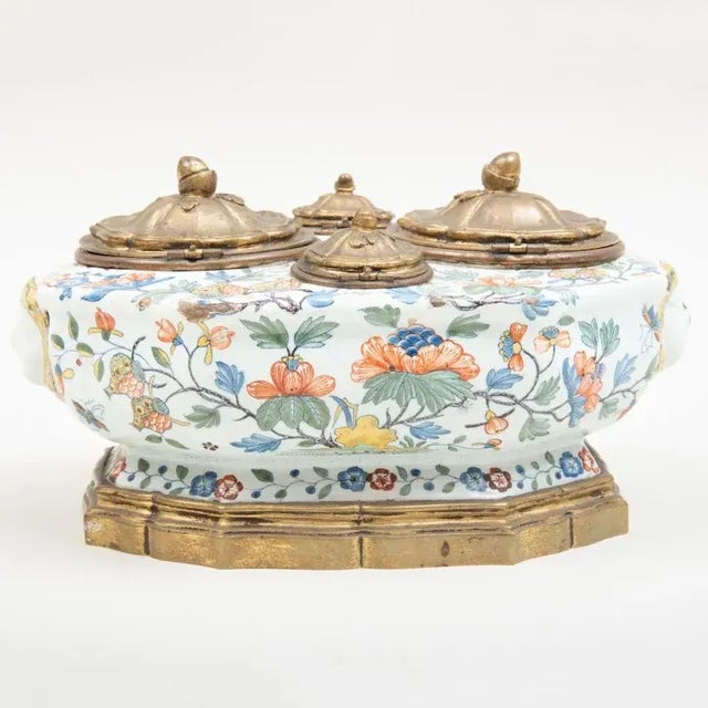 Antique 18th Century Delft French Glaze Faïence Octagonal Inkwell ...