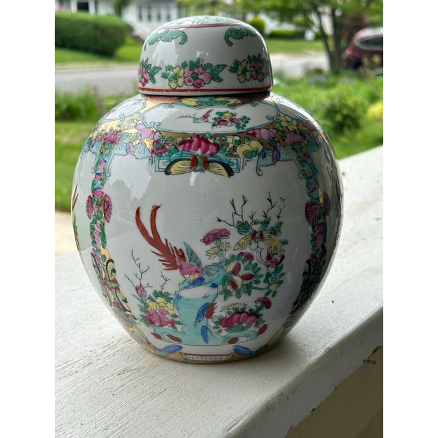 Vintage Chinese Rose Canton Ginger Jar | Chairish