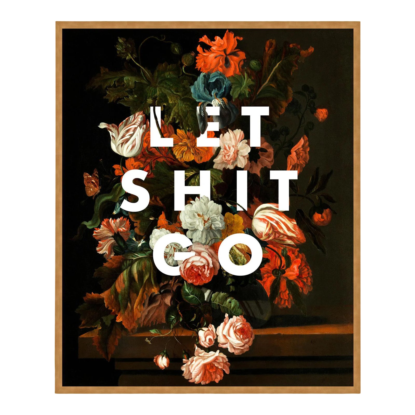 Let Shit Go by Lara Fowler in Gold Framed Paper, Small Art Print | Chairish