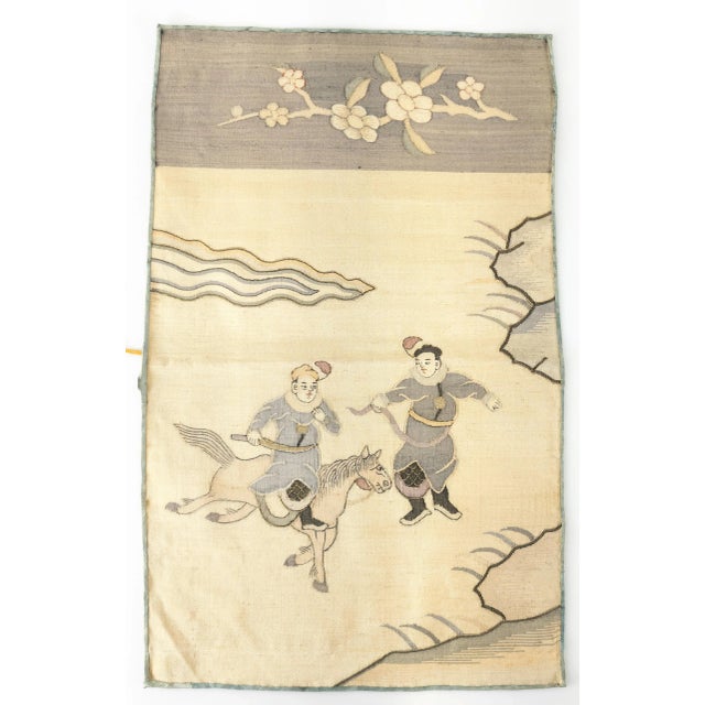 19th Century Chinese Silk Embroidered Kesi Kosu Panel With Figures ...