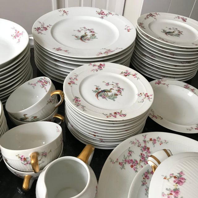 Antique 1900s Haviland Limoges Gold Rimmed "Pheasant"China Service- Set ...