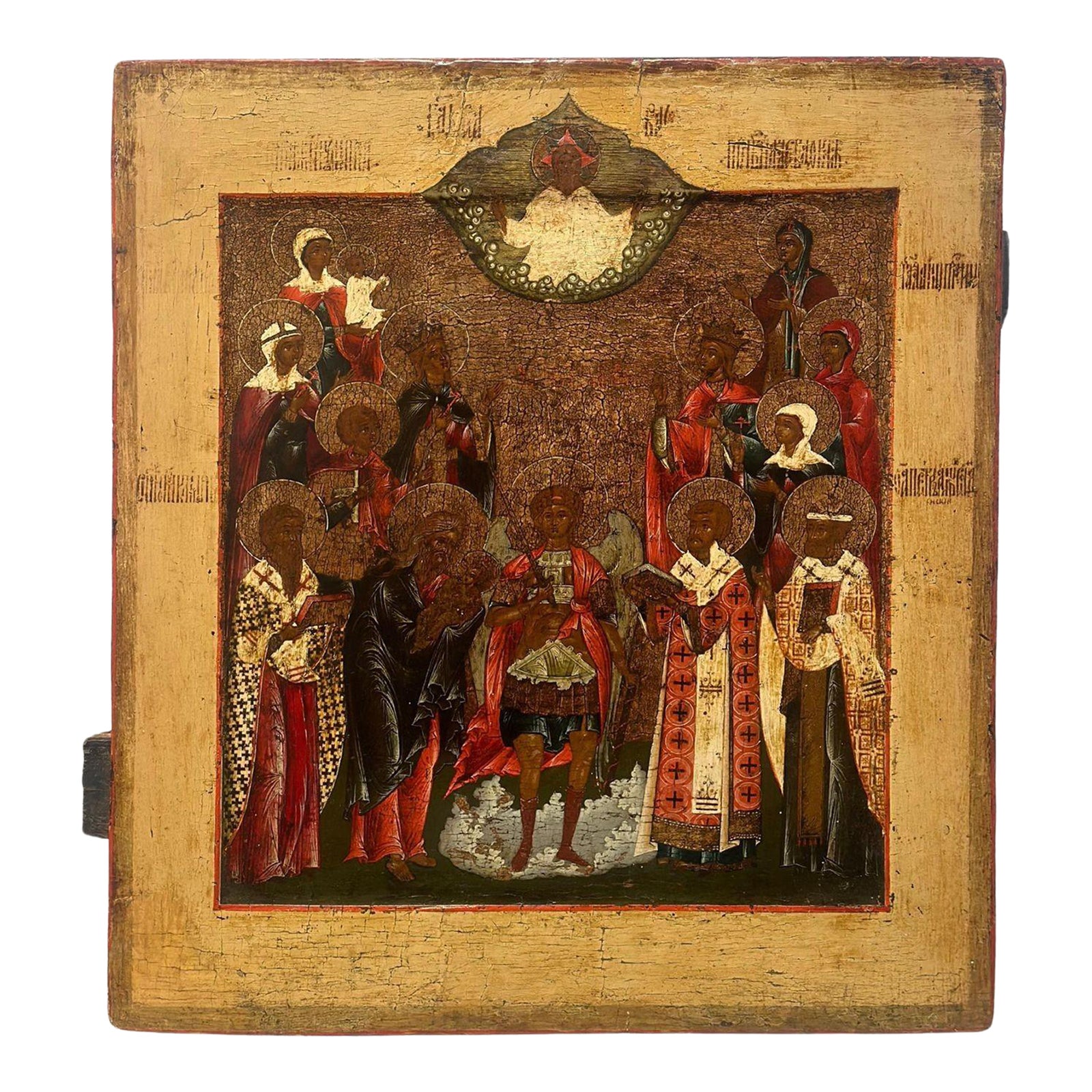 Large Early 18th Century Icon of Veneration of St. Michael | Chairish