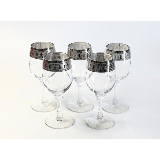 Silver Rimmed Wine Glasses Set Of 5 Chairish