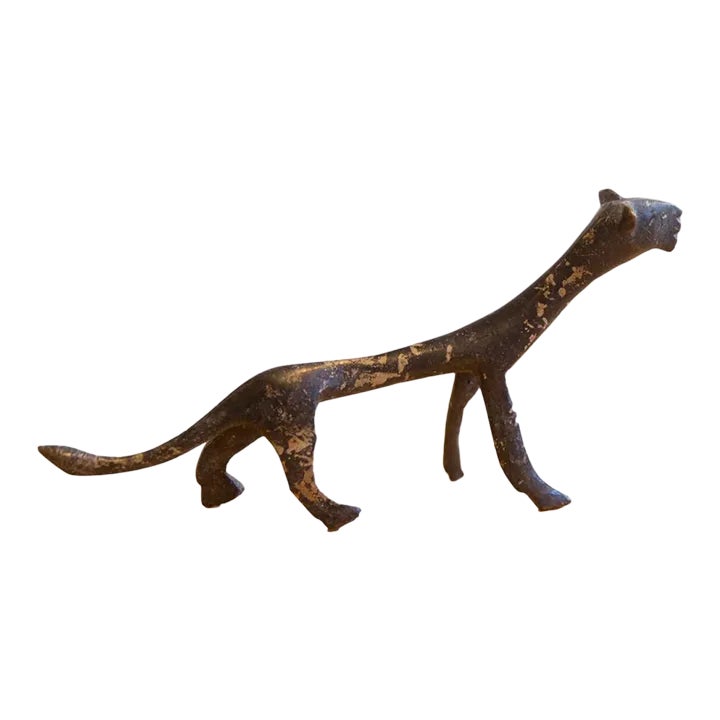 Vintage African Cheetah With Dark Patina | Chairish