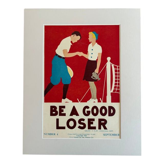 Original Vintage 1930s Character Culture Poster, "Be a Good Loser ...